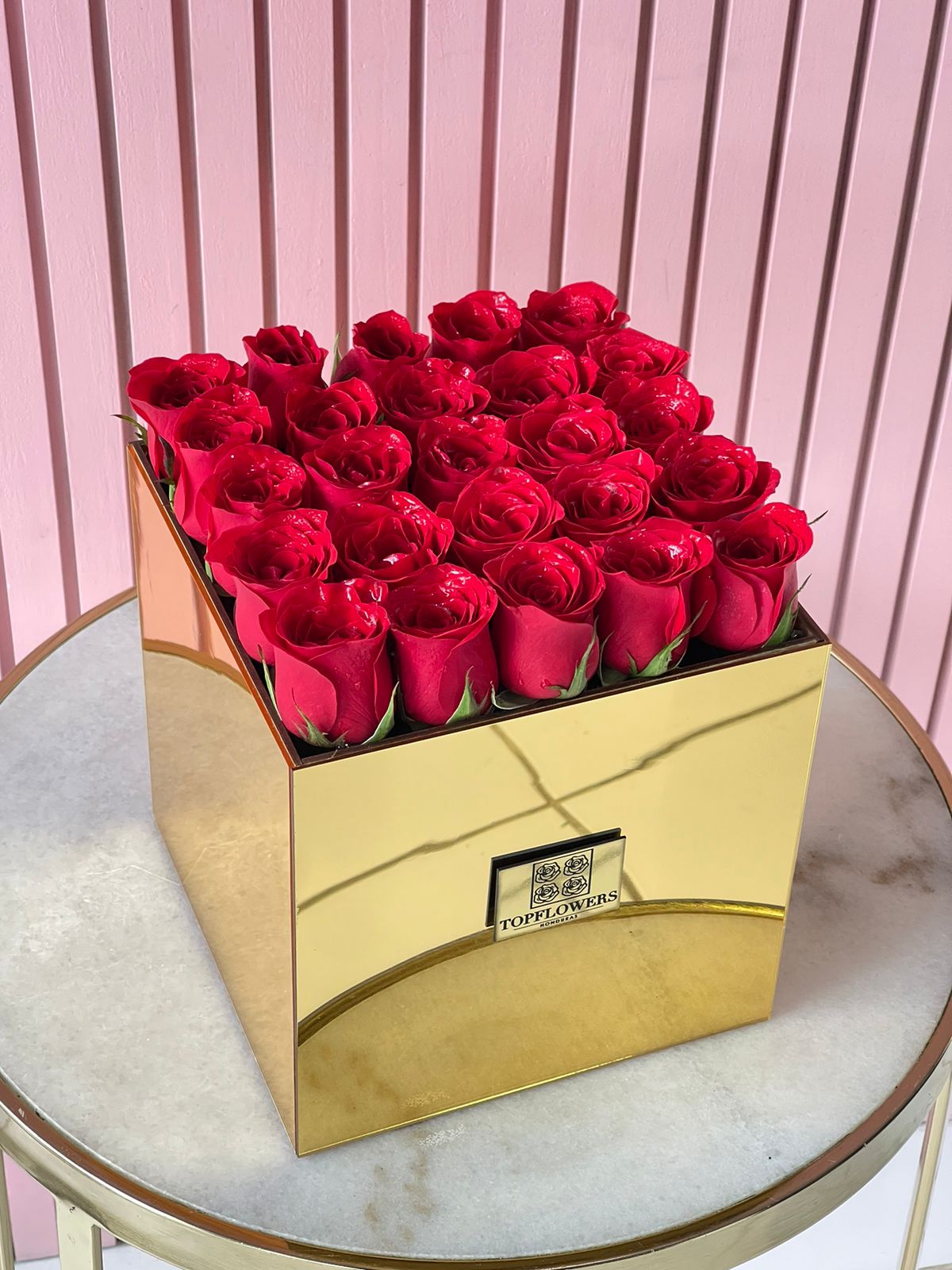 Gold Acrylic Box | Top Flowers